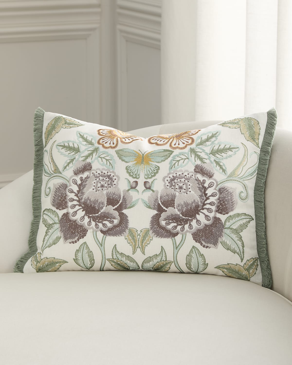 Designers Guild Foglia Embroidered Decorative Pillow, 18" x 24" | Horchow