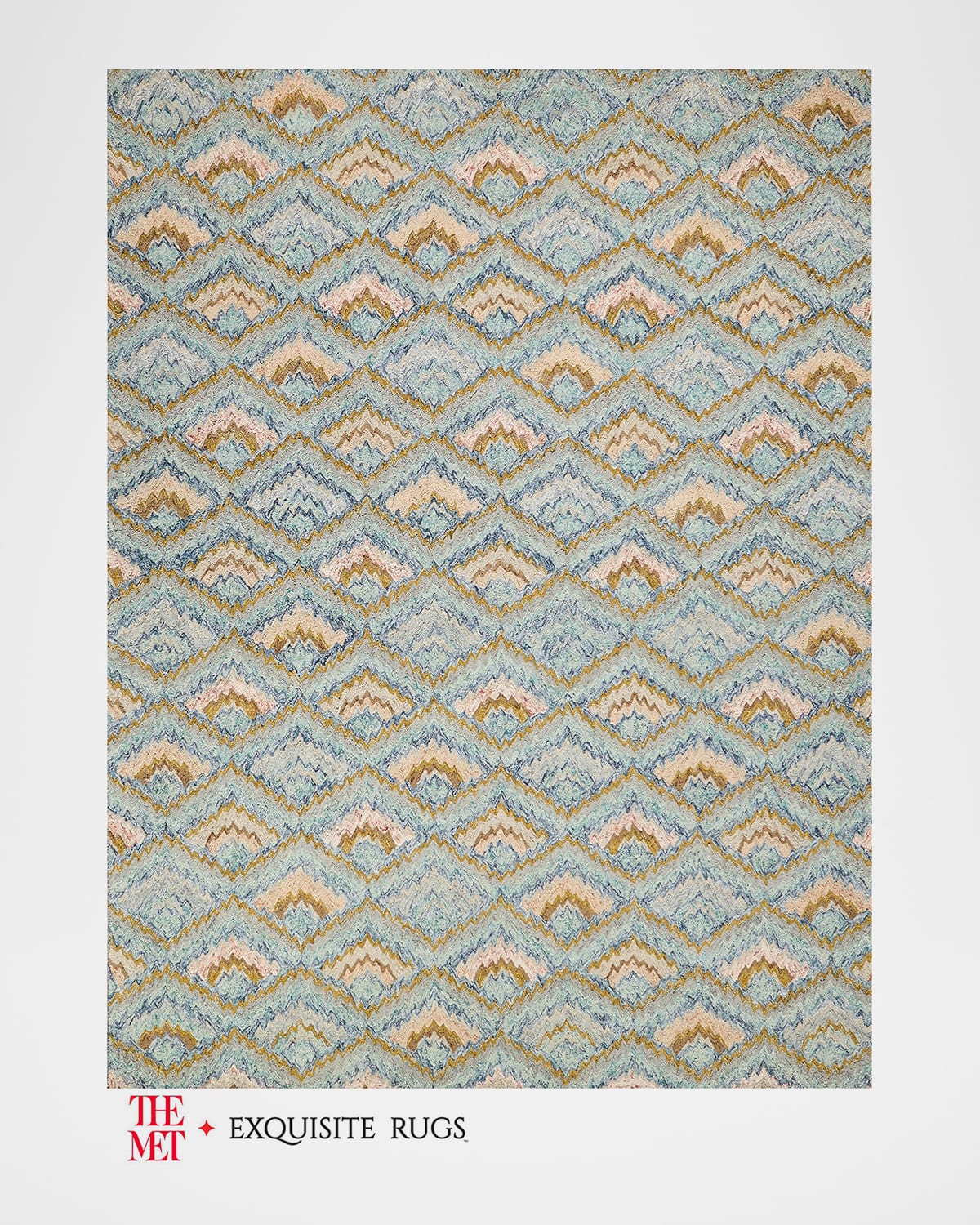 Exquisite Rugs x THE MET Papyrus Hand-Loomed Blue/Gray Rug, 12' x 15 ...