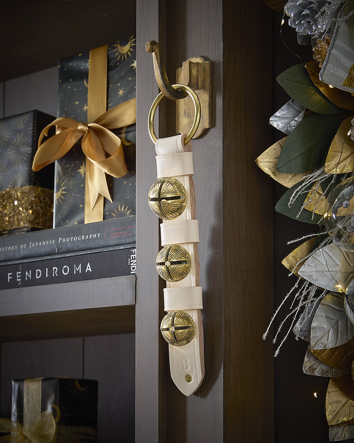 Belsnickel 5 Solid Studded Brass Bells in Black | Horchow