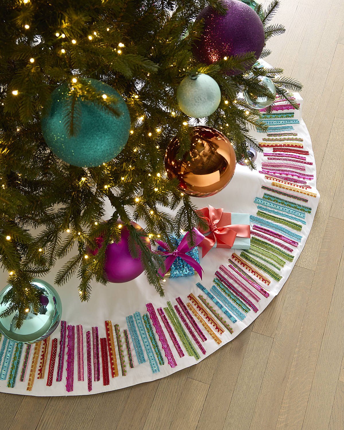 Neiman Marcus 54" Spiritual Scroll Christmas Tree Skirt | Horchow