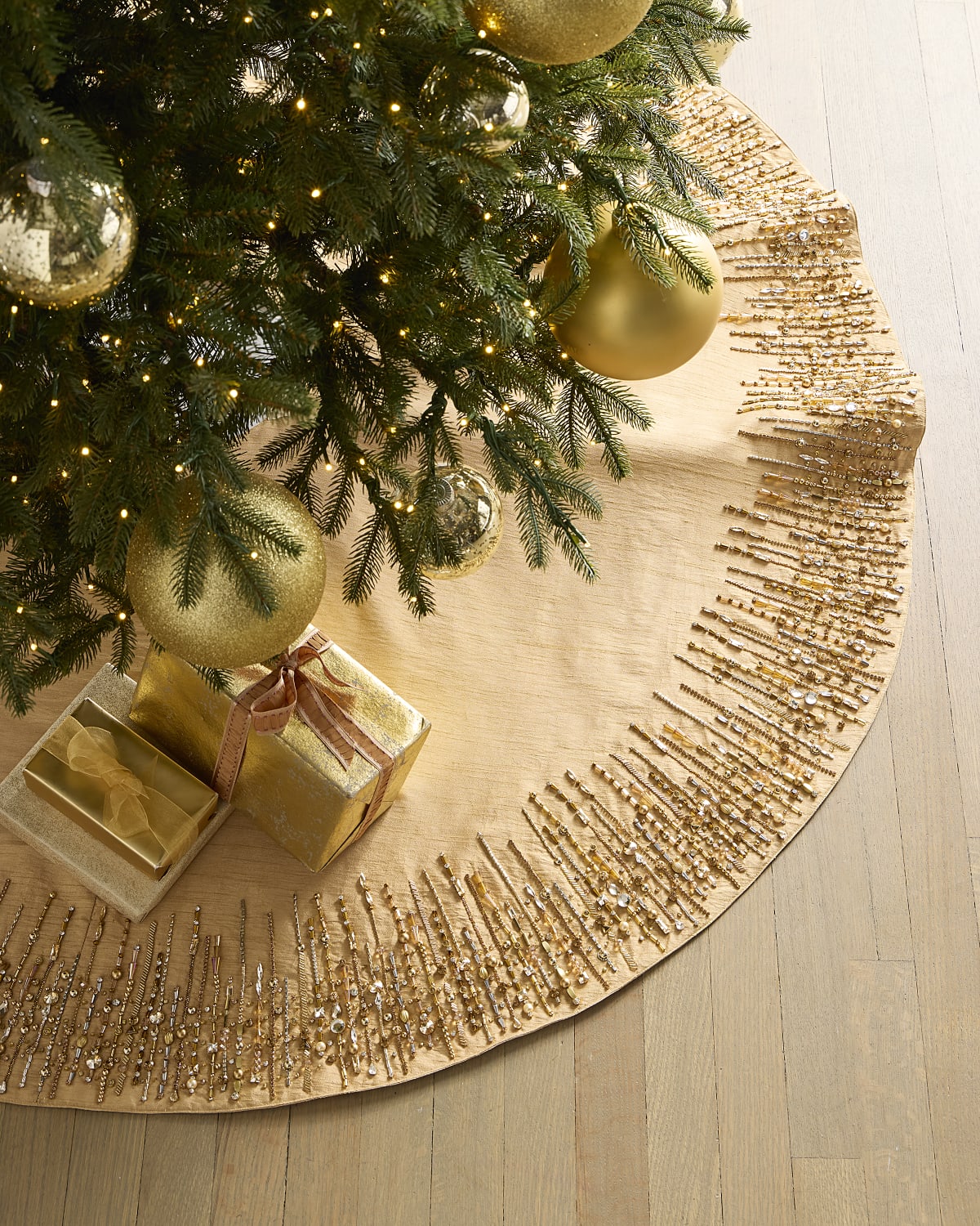 Neiman Marcus Plum Christmas Beaded Velvet Tree Skirt | Horchow