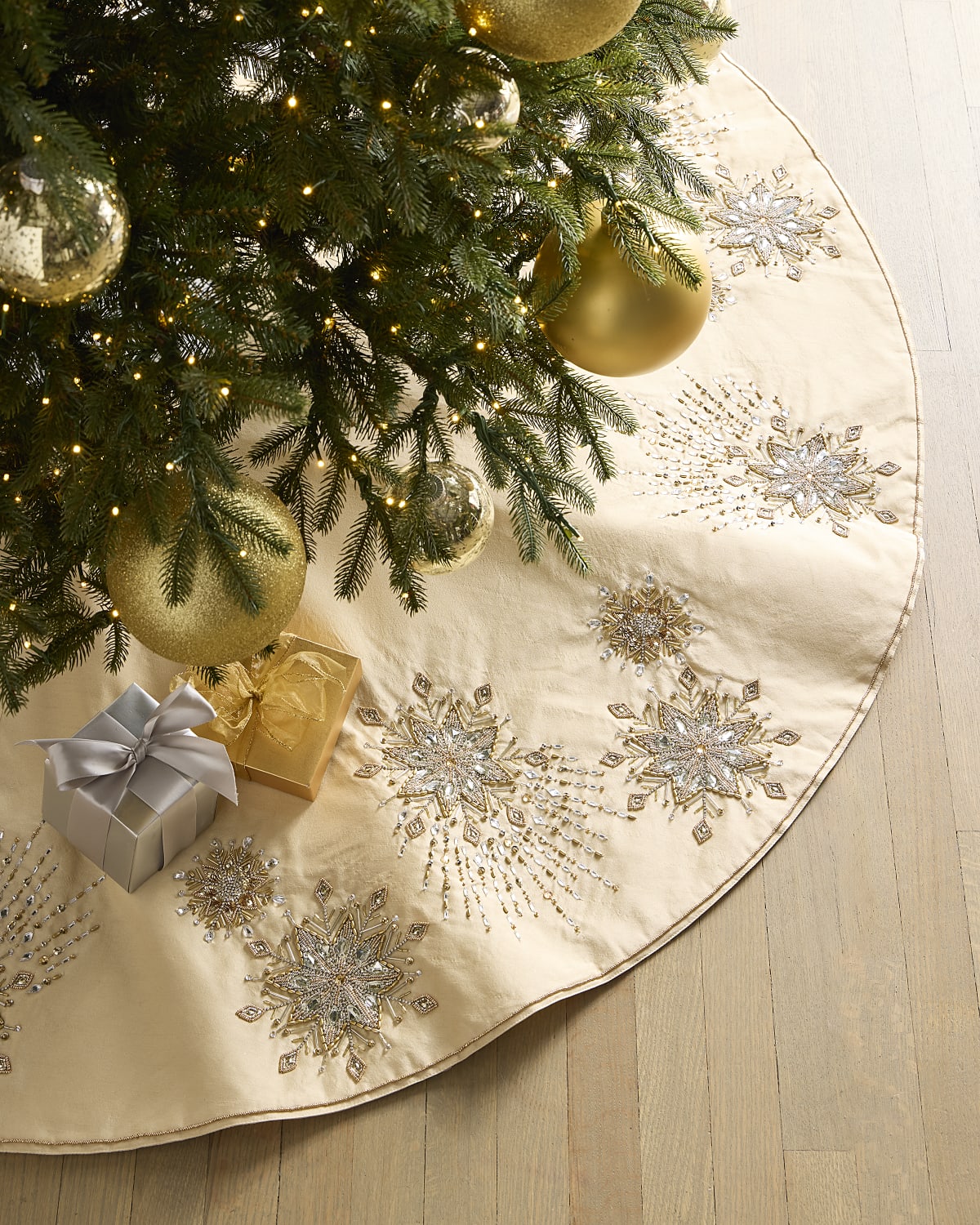 Kim Seybert Hand-Beaded Enchanted Christmas Tree Skirt, 64" | Horchow