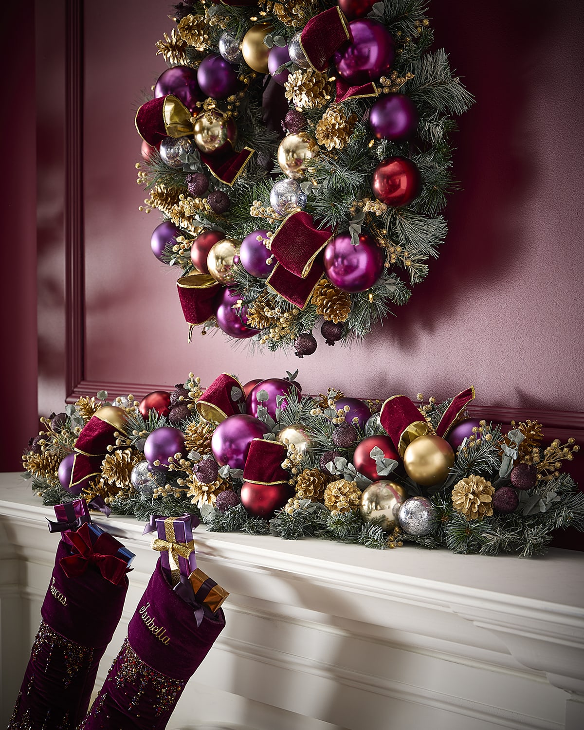 Neiman Marcus 6' Blush Christmas Pre-Lit Garland | Horchow