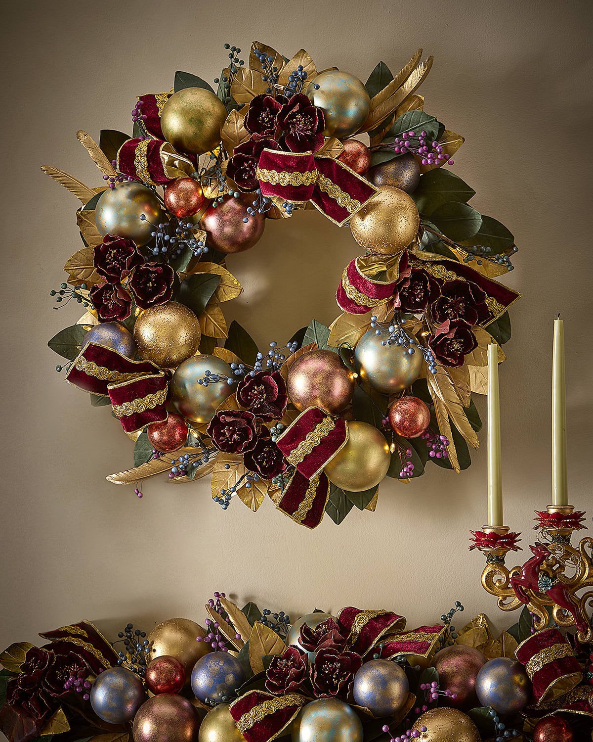 Neiman Marcus 6' Blush Christmas Pre-Lit Garland | Horchow
