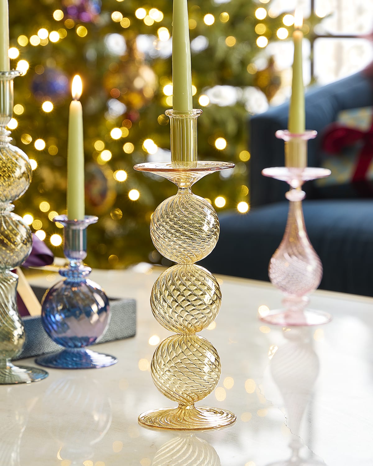 Neiman Marcus 11.6" Gold-Tone Snowflakes Candle Holder | Horchow