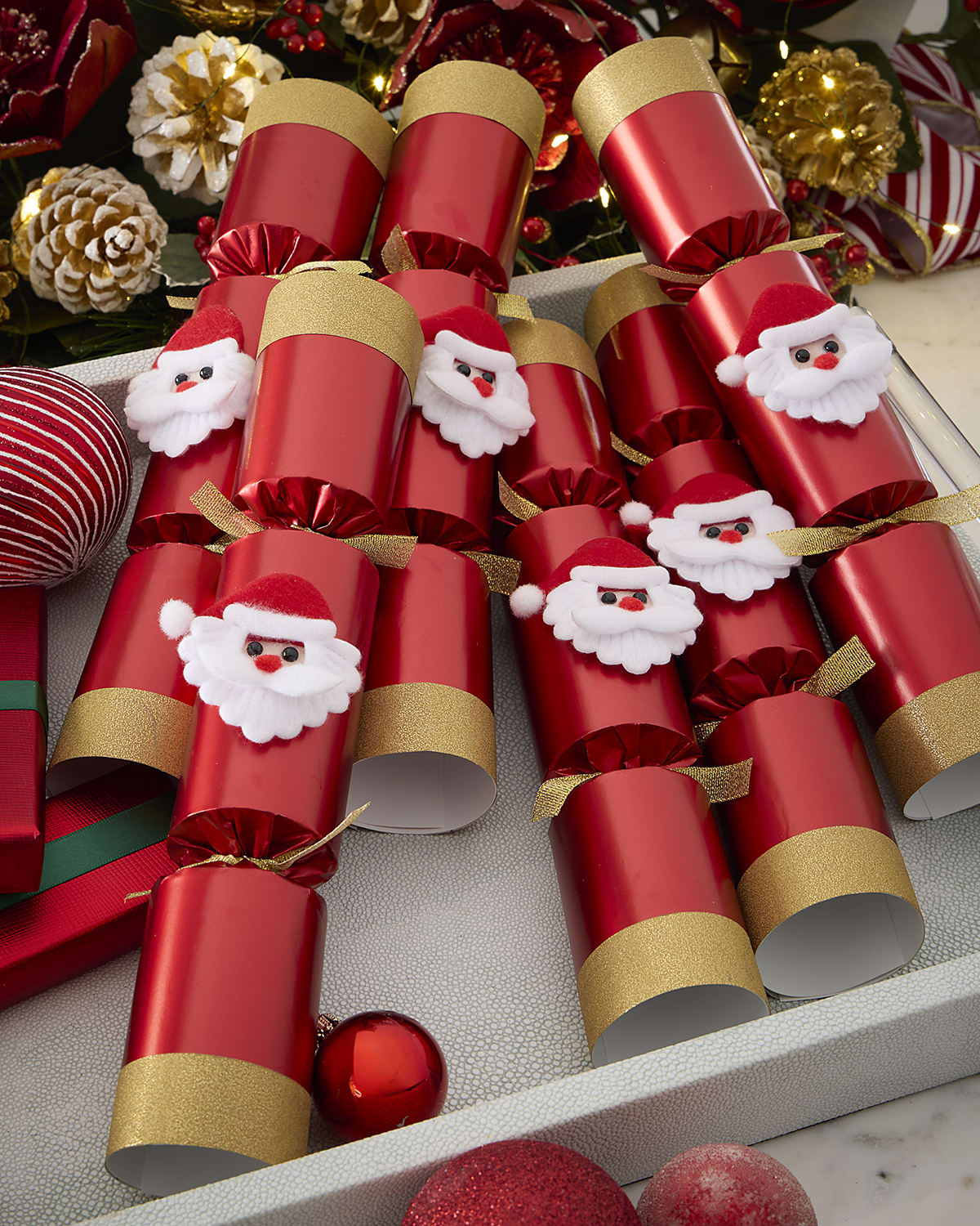 Robin Reed Golden Poinsettia Christmas Crackers, Set of 6 | Horchow