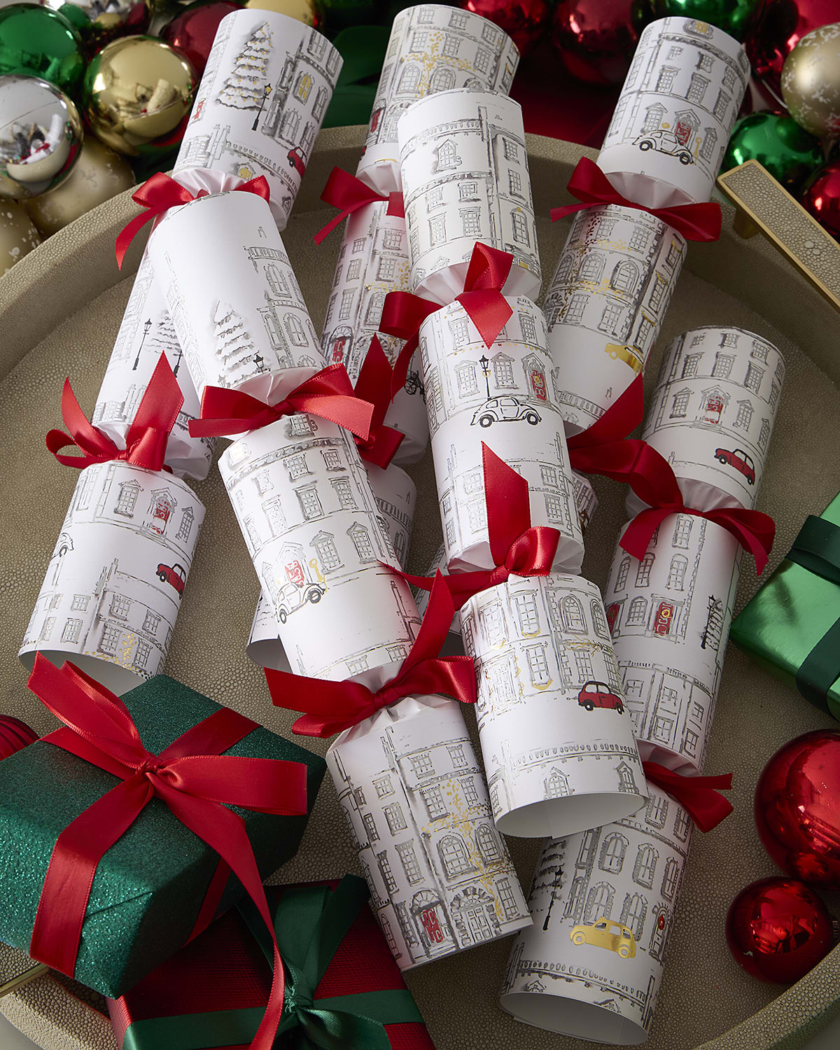 Robin Reed Holly Bells Christmas Crackers, Set of 6 | Horchow
