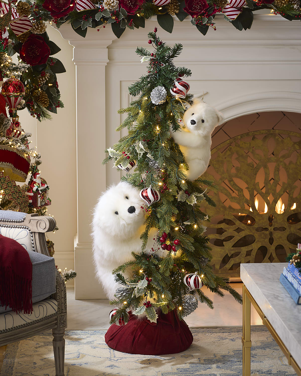 Ditz Designs Peppermint Cheer White Trio Tree, 72" | Horchow