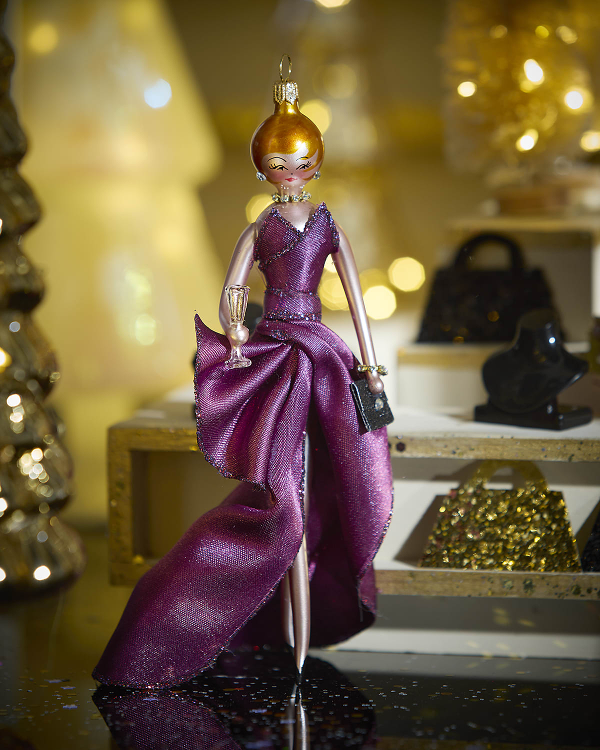 De Carlini Fashionista in Fuschia Gown Christmas Ornament | Horchow