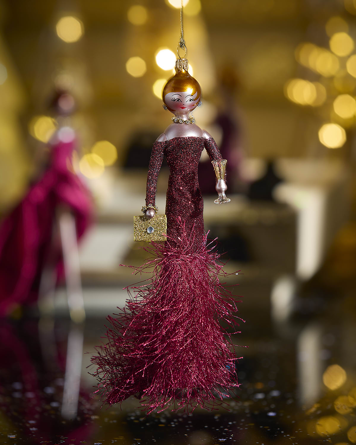 De Carlini Fashionista in Black & White Gown Christmas Ornament | Horchow