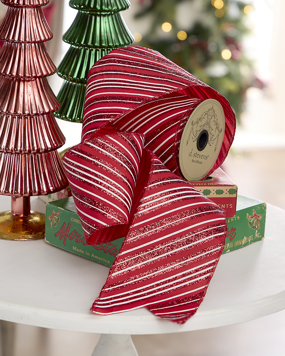 D. Stevens Metallic Dupion Ribbon, 4" x 10 Yards | Horchow