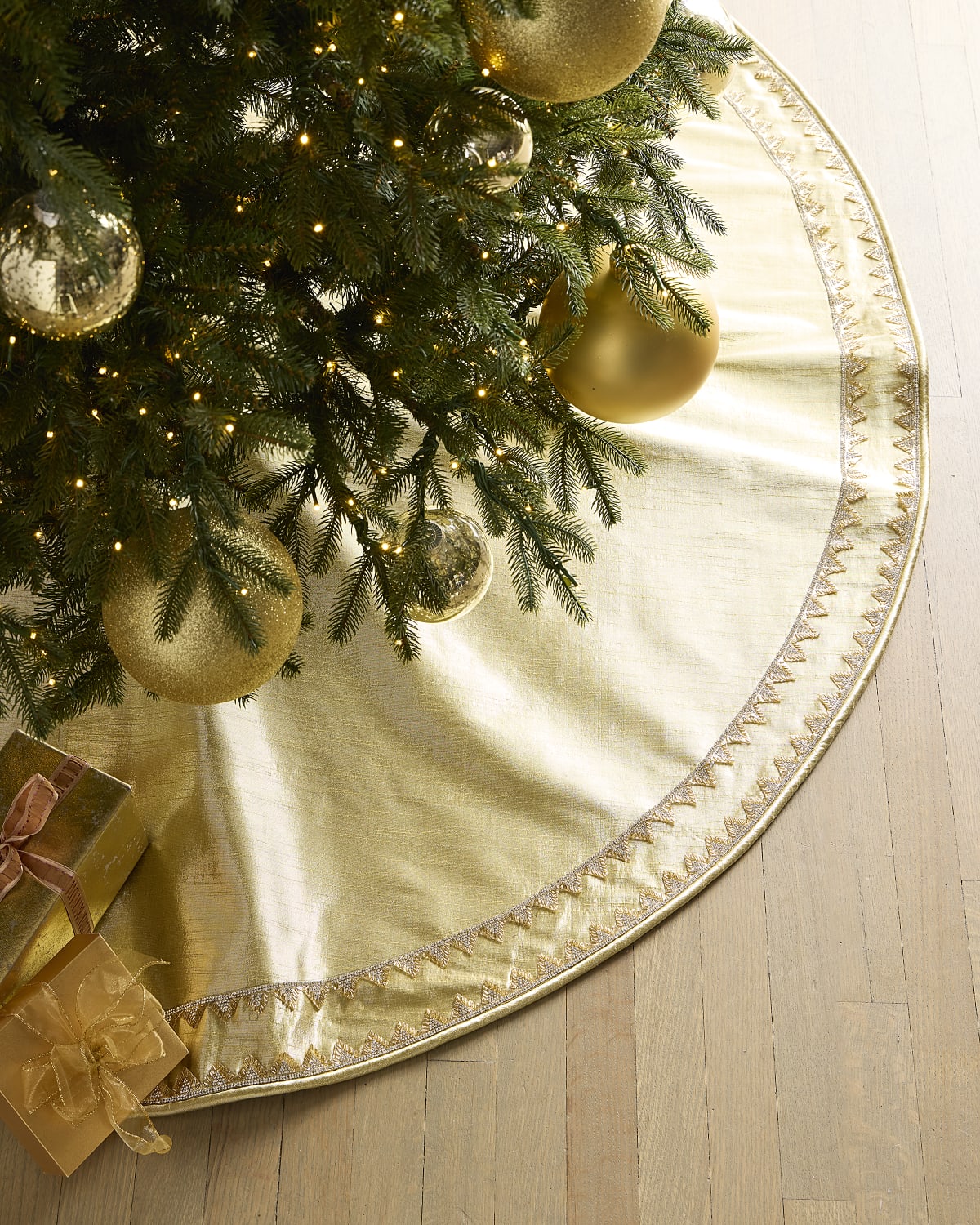 D. Stevens 64" Art Deco Bronze Metallic Dupioni Tree Skirt | Horchow
