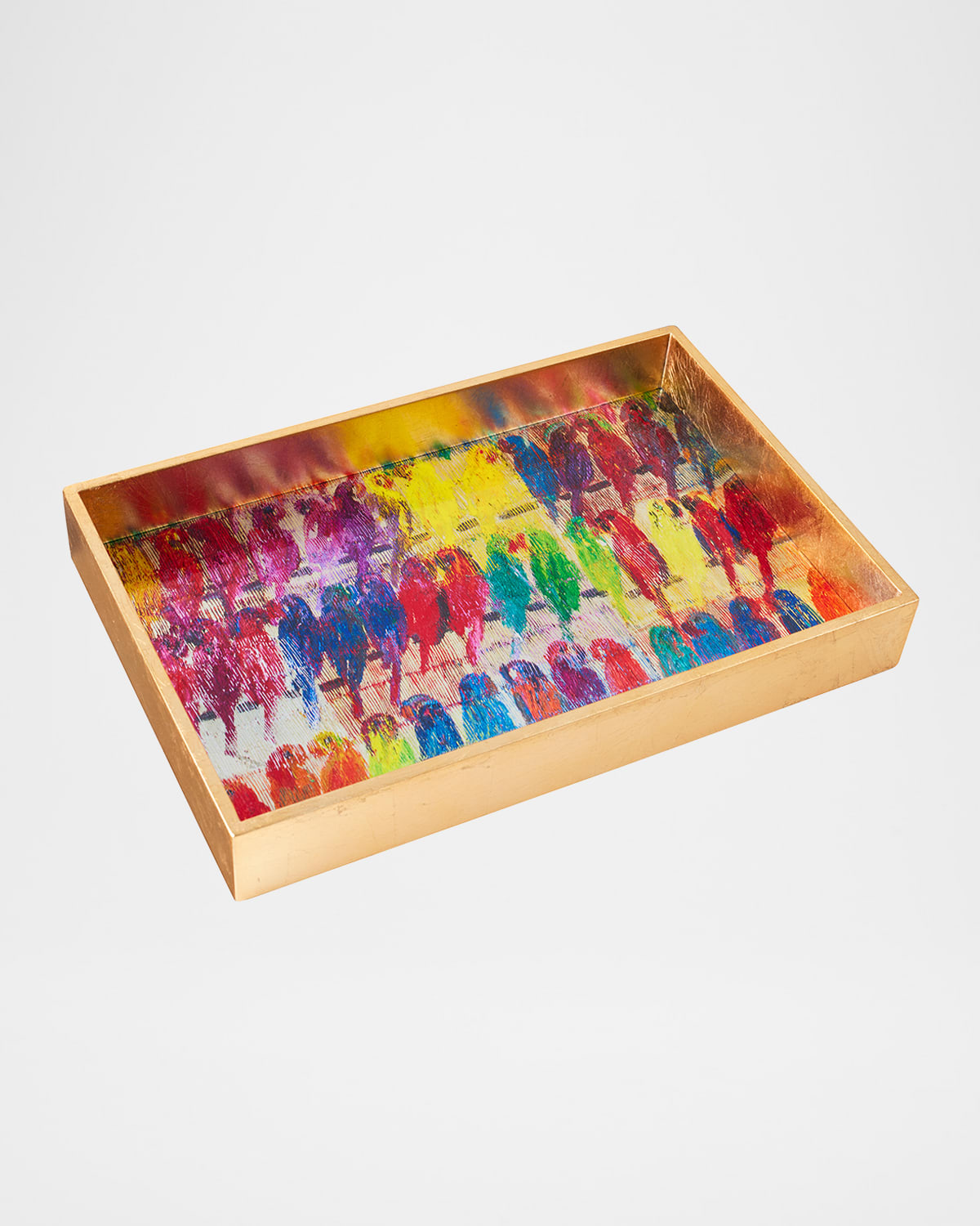 Hunt Slonem Butterflies Around The World Silver Leaf Tray | Horchow