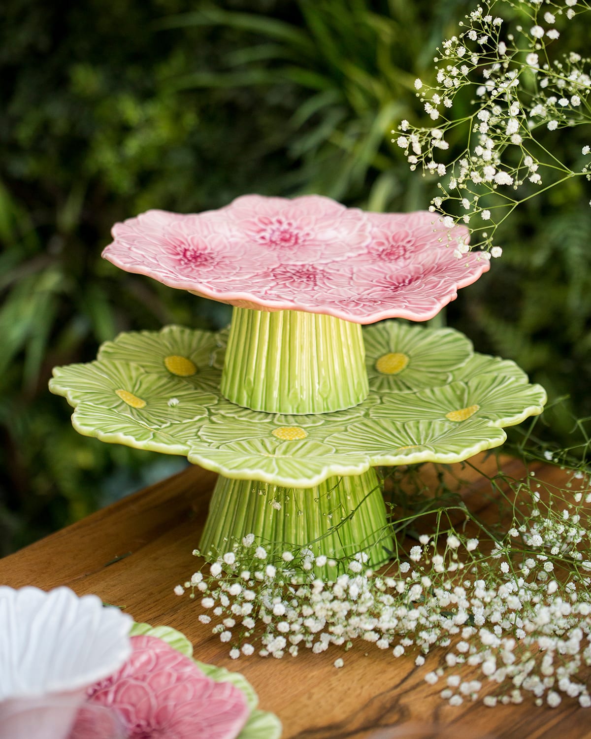 Bordallo Pinheiro Maria Flor Dahlia Small Cake Stand | Horchow