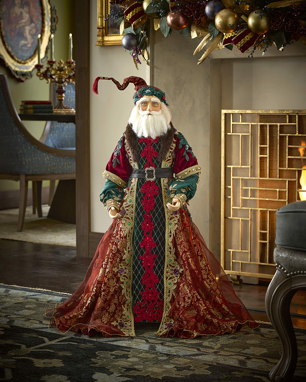 Katherine's Collection Winter Balsam and Berry Candelabra with Deer | Horchow