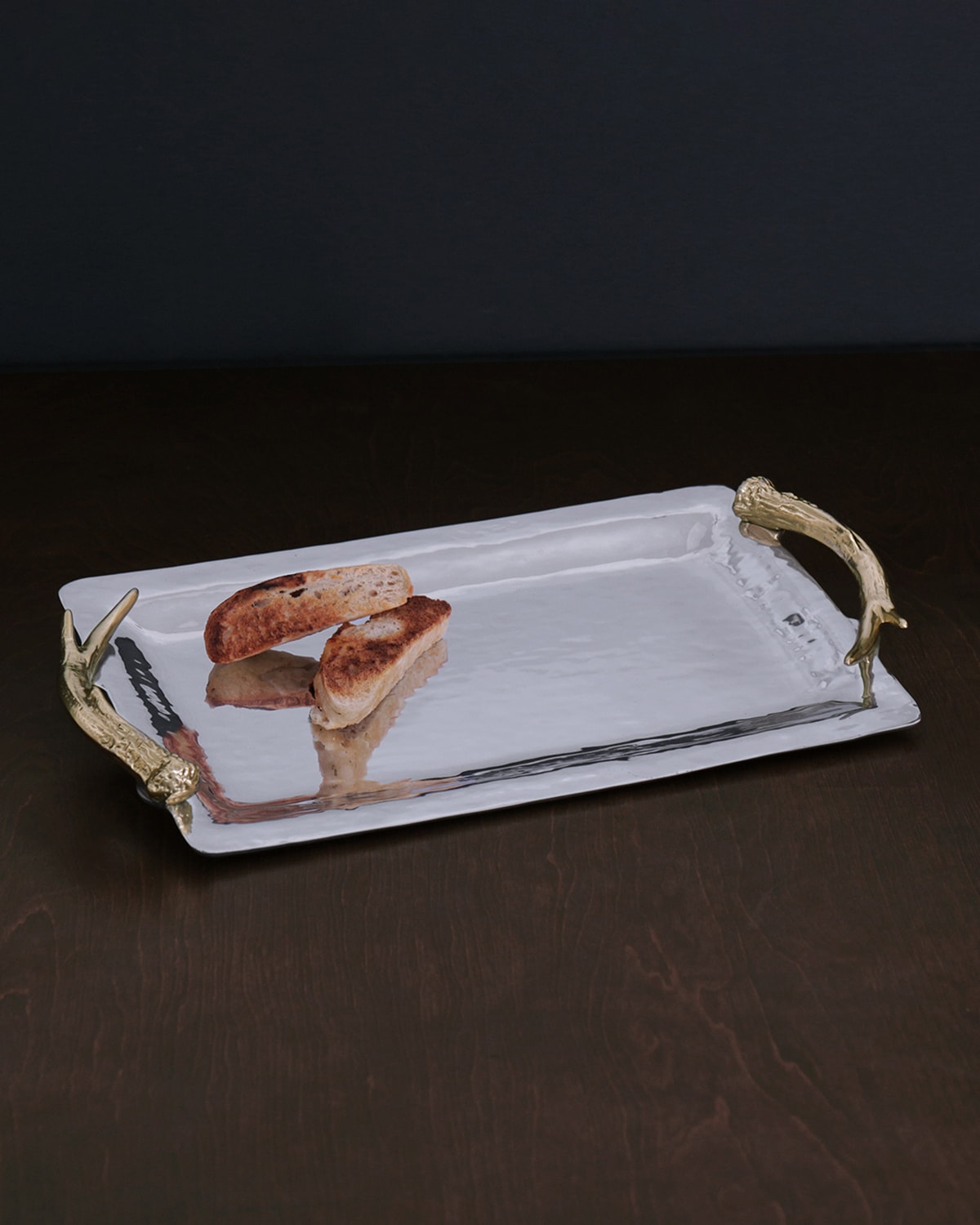 Beatriz Ball SIERRA MODERN Python Medium Tray with Handles (Gunmetal and Gold) | Horchow