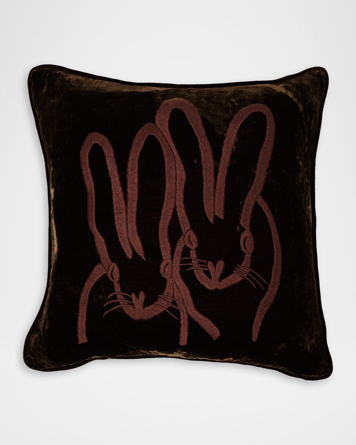 Hunt Slonem Hand-Embroidered Velvet Menagerie Pillow, 14" x 36" | Horchow