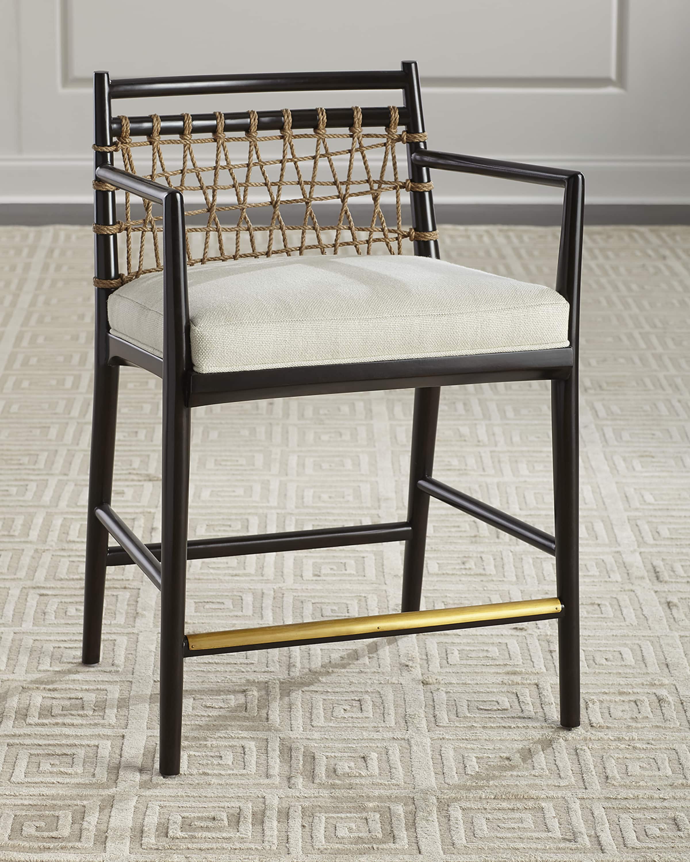 Palecek Lucilla Upholstered and Jute Counter Stool and Matching Items ...