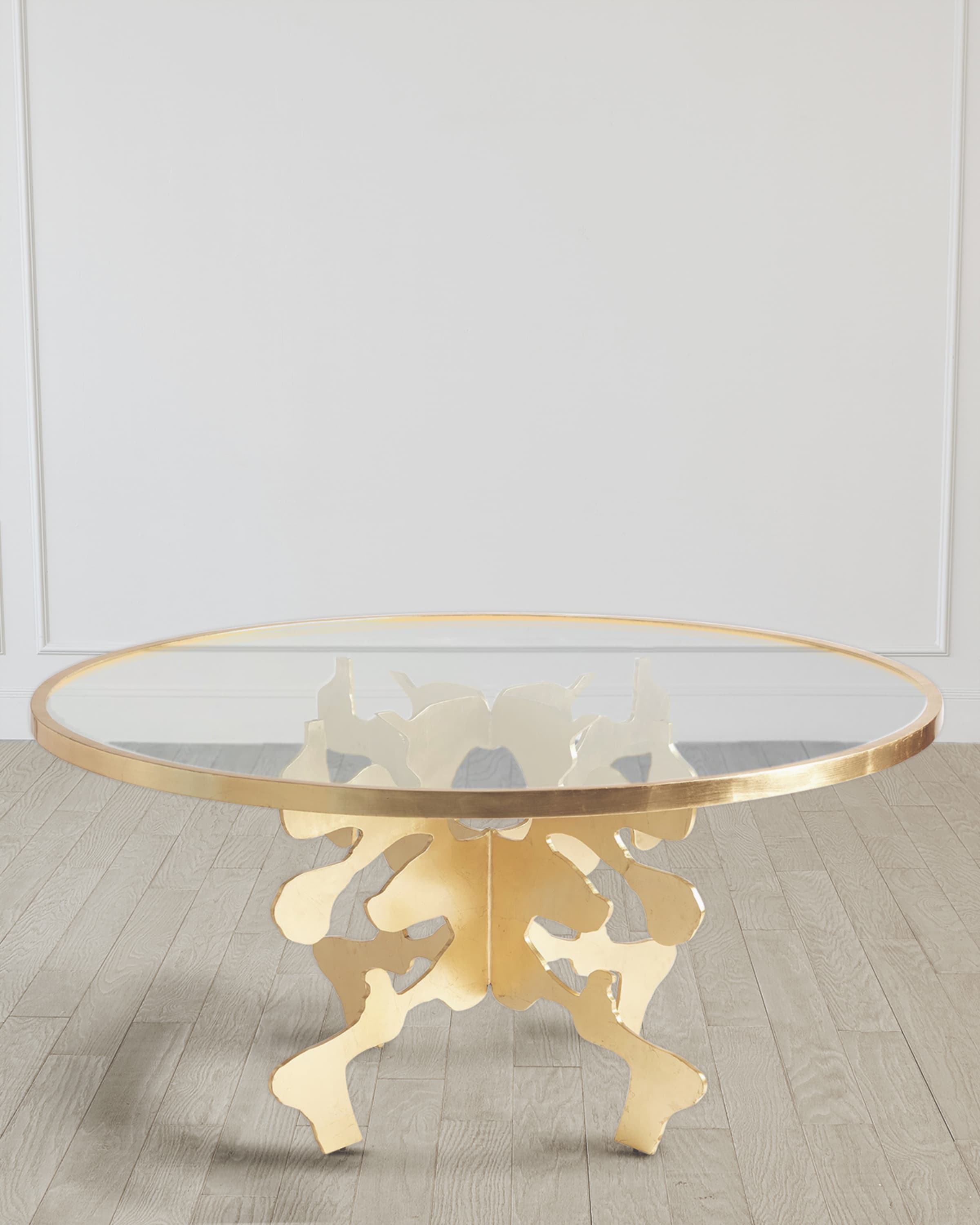 William D. Scott for Global Views Ink Blot Gold Leaf 48" Dining Table ...