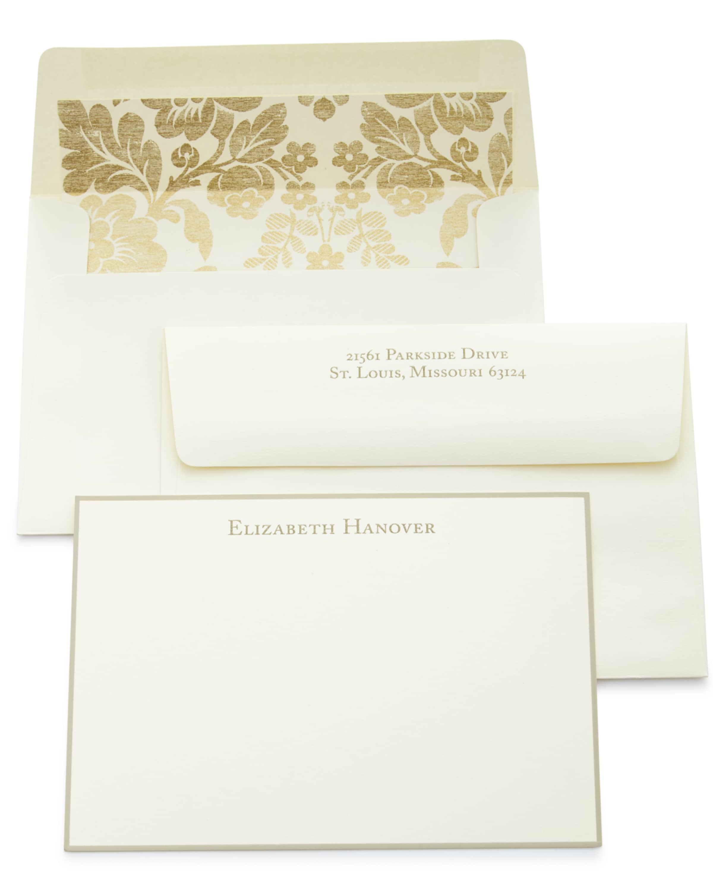Correspondence Cards Hand Bordered in Taupe & Matching Items | Horchow