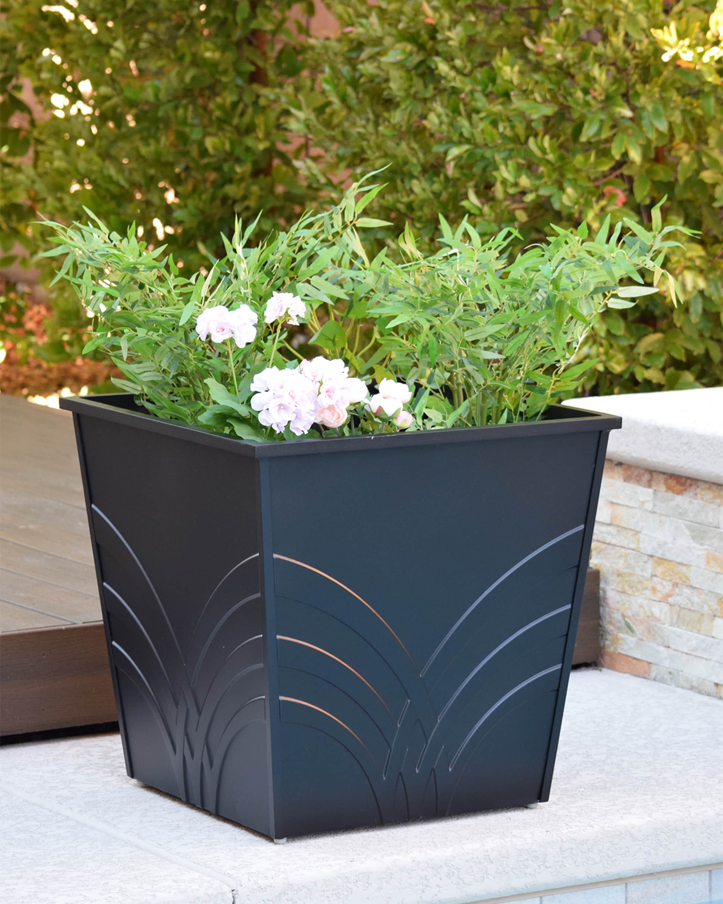 Hanamint Palm Outdoor 18" Small Square Planter Box and Matching Items ...