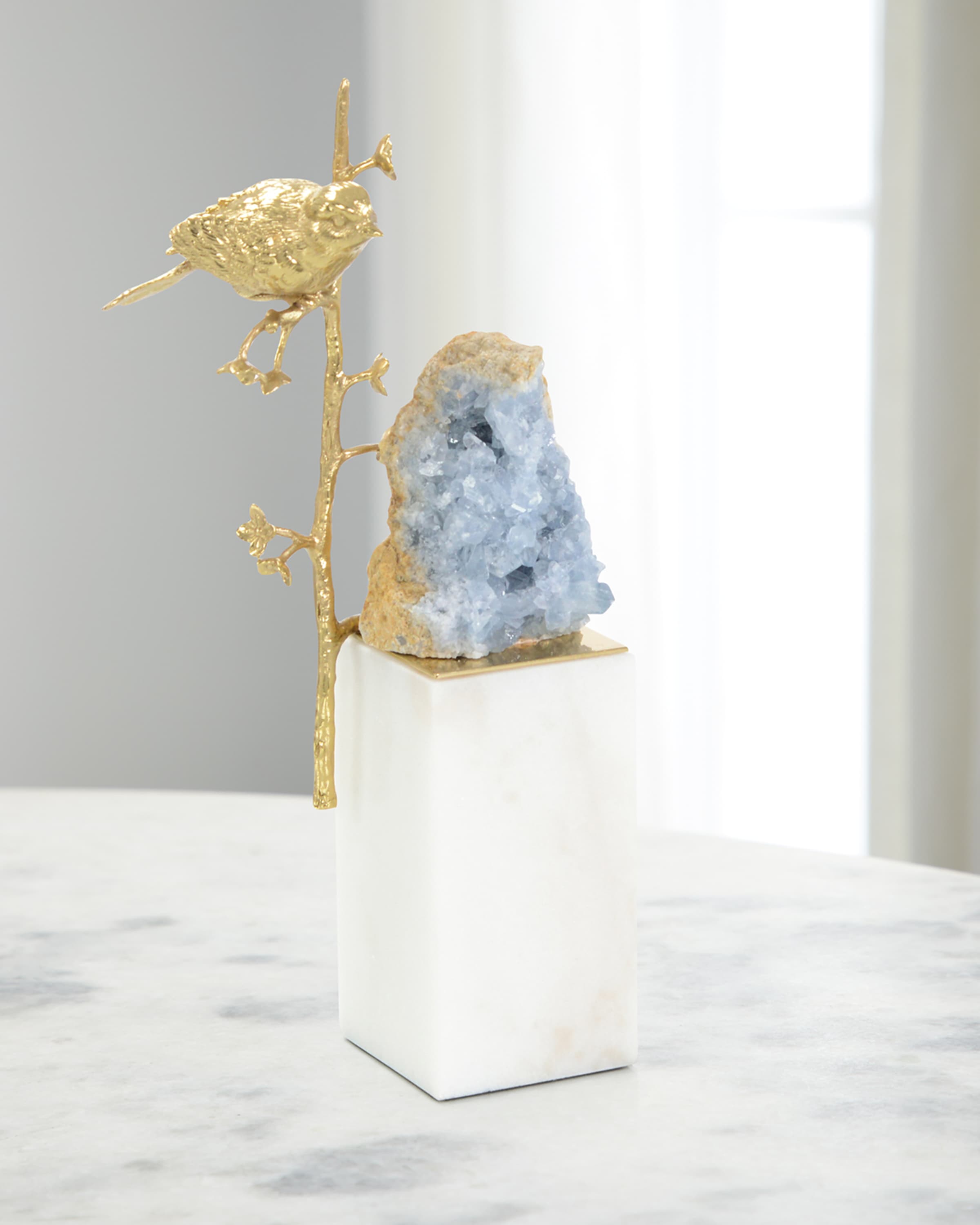 John-Richard Collection Brass Bird and Cyanite Geode Sculpture ...