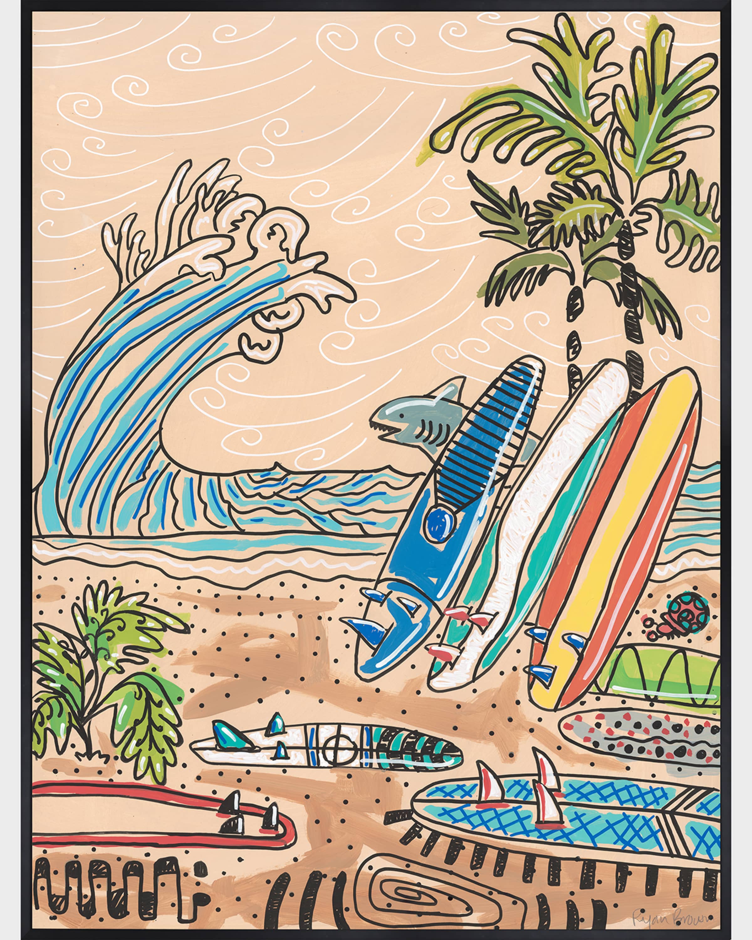 "Surfboards On The Beach" by Ryan Brown Giclee Wall Art Collection ...