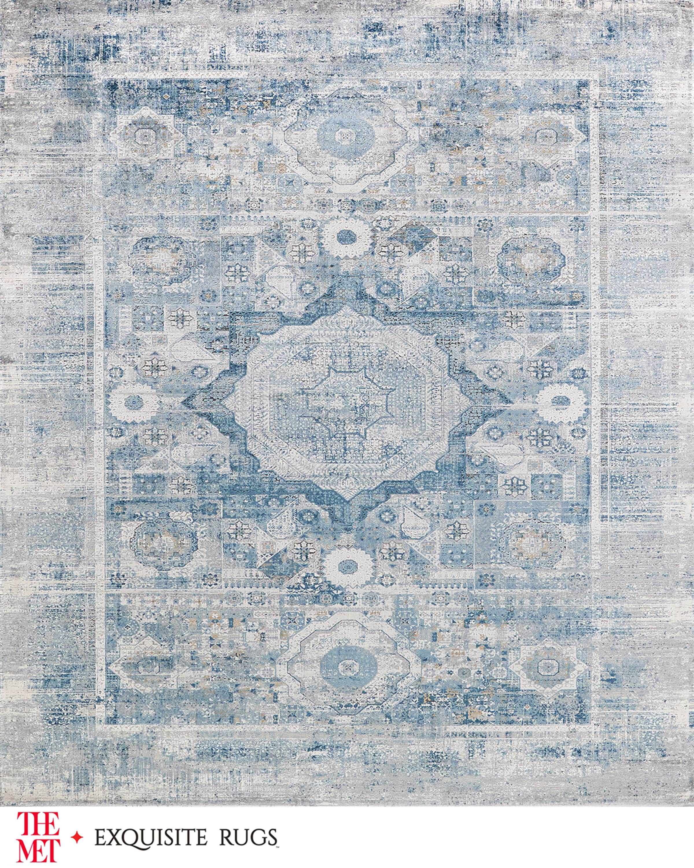 Exquisite Rugs x THE MET Legacy-Loomed Blue and Ivory Rug Collection ...