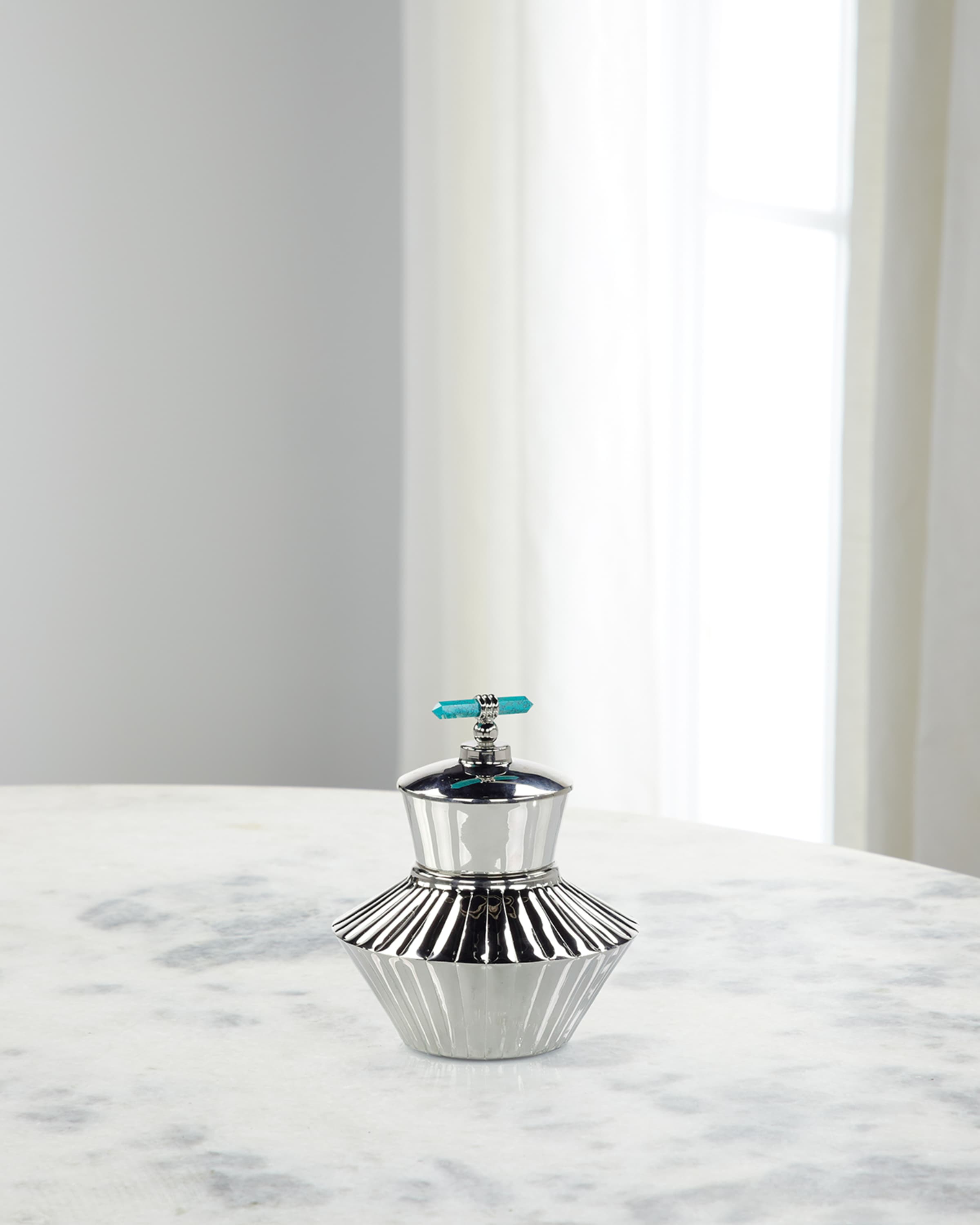 John-Richard Collection Silver Malachite Vessel Collection & Matching ...