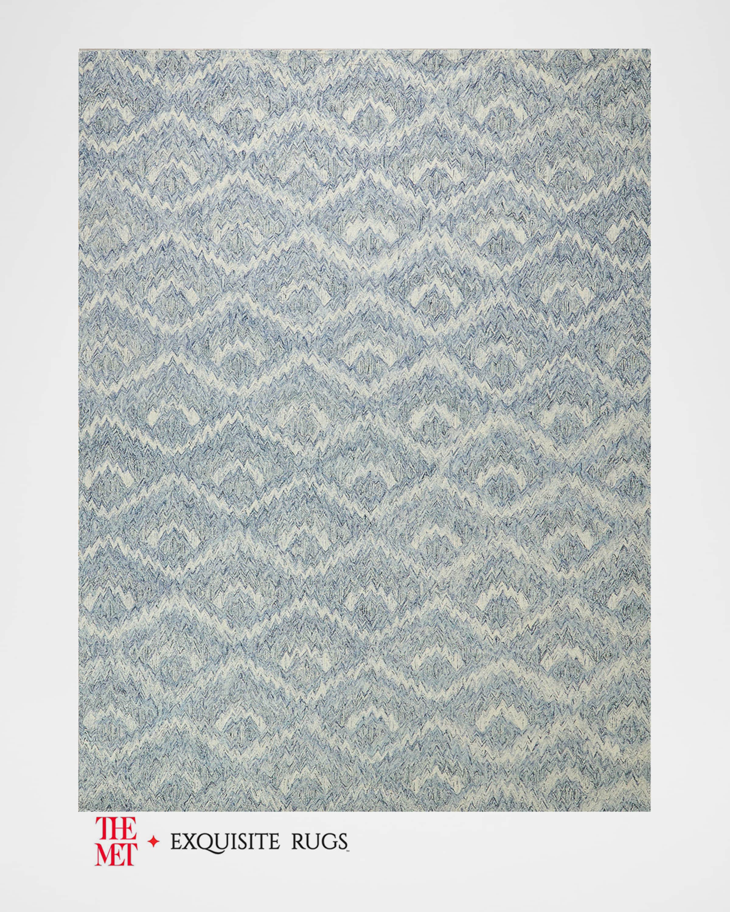 Exquisite Rugs x THE MET Bargello Hand-Tufted Light Blue Rugs ...