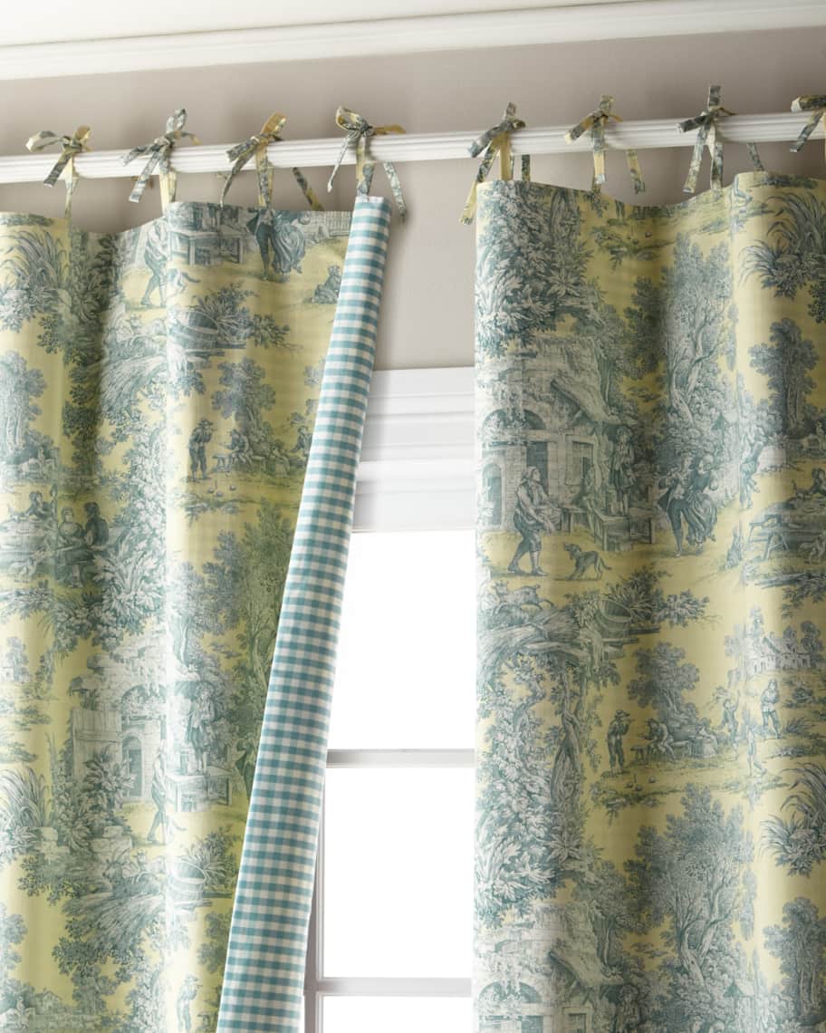 Legacy Each 50"W x 96"L Lutece Cypress Toile/Check Curtain | Horchow