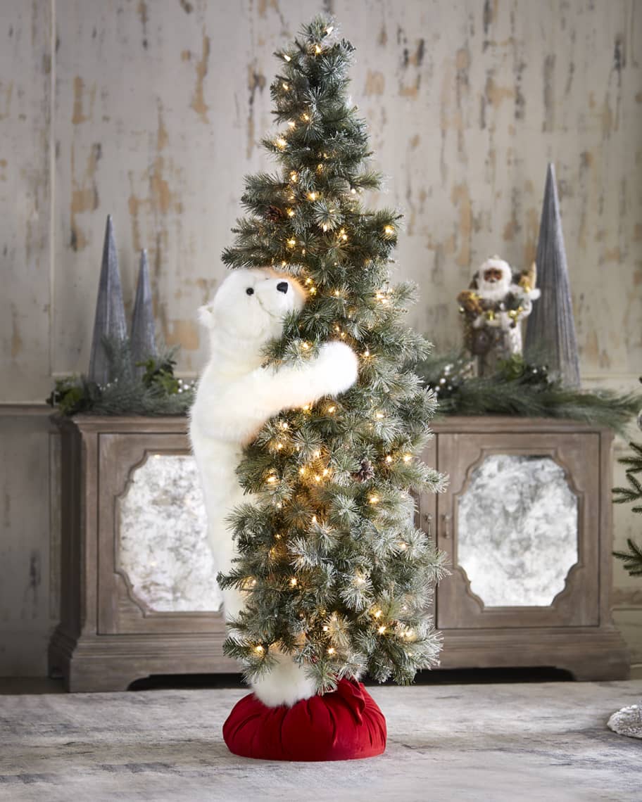 Ditz Designs By The Hen House White Bear on Lighted Frosted Tree, 6 ...