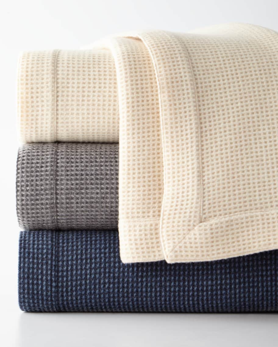 Sferra King Merino Wool Waffle Knit Blanket, 120" x 94" | Horchow