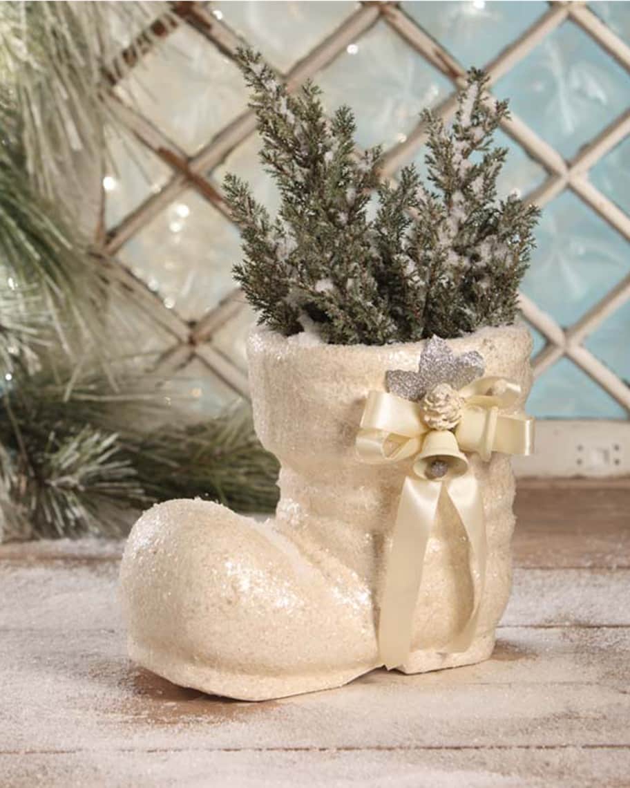Bethany Lowe Vintage Santa Boot Large Paper Mache Christmas Decor | Horchow