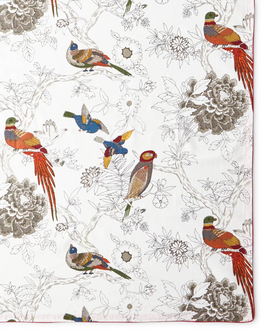 Handprint Bird & Floral Tablecloth, 60"Sq. | Horchow