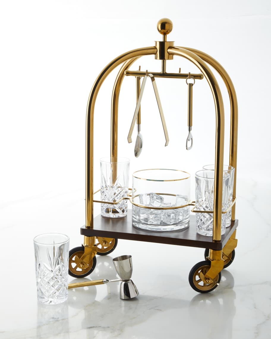 Godinger Mini Hotel Bar Cart Holder with Bar Tools Set | Horchow