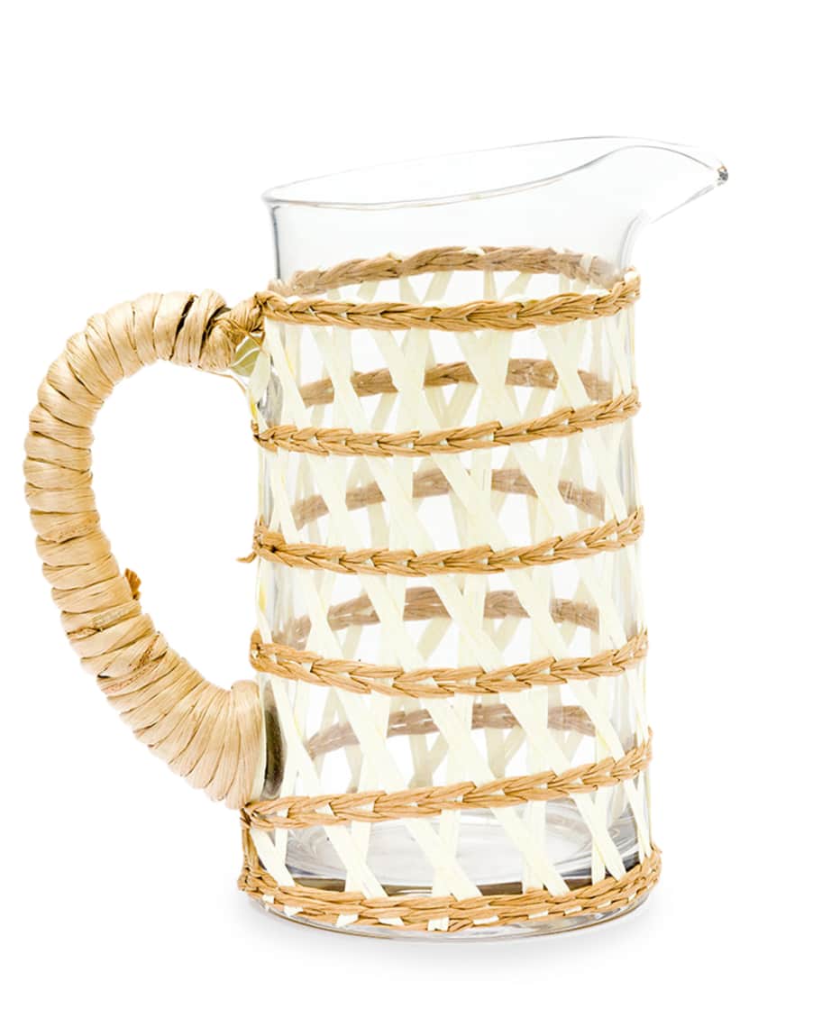 Amanda Lindroth White Seagrass Wrapped Pitcher, Small | Horchow
