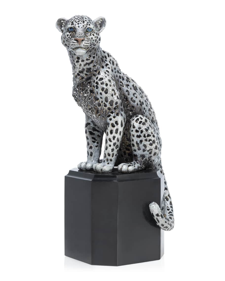 Jay Strongwater Sitting Snow Leopard Figurine | Horchow