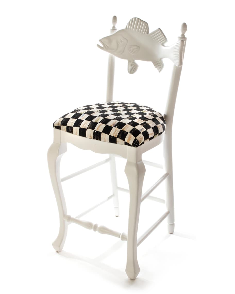 MacKenzie-Childs Outdoor Courtly Check Fish Bar Stool | Horchow