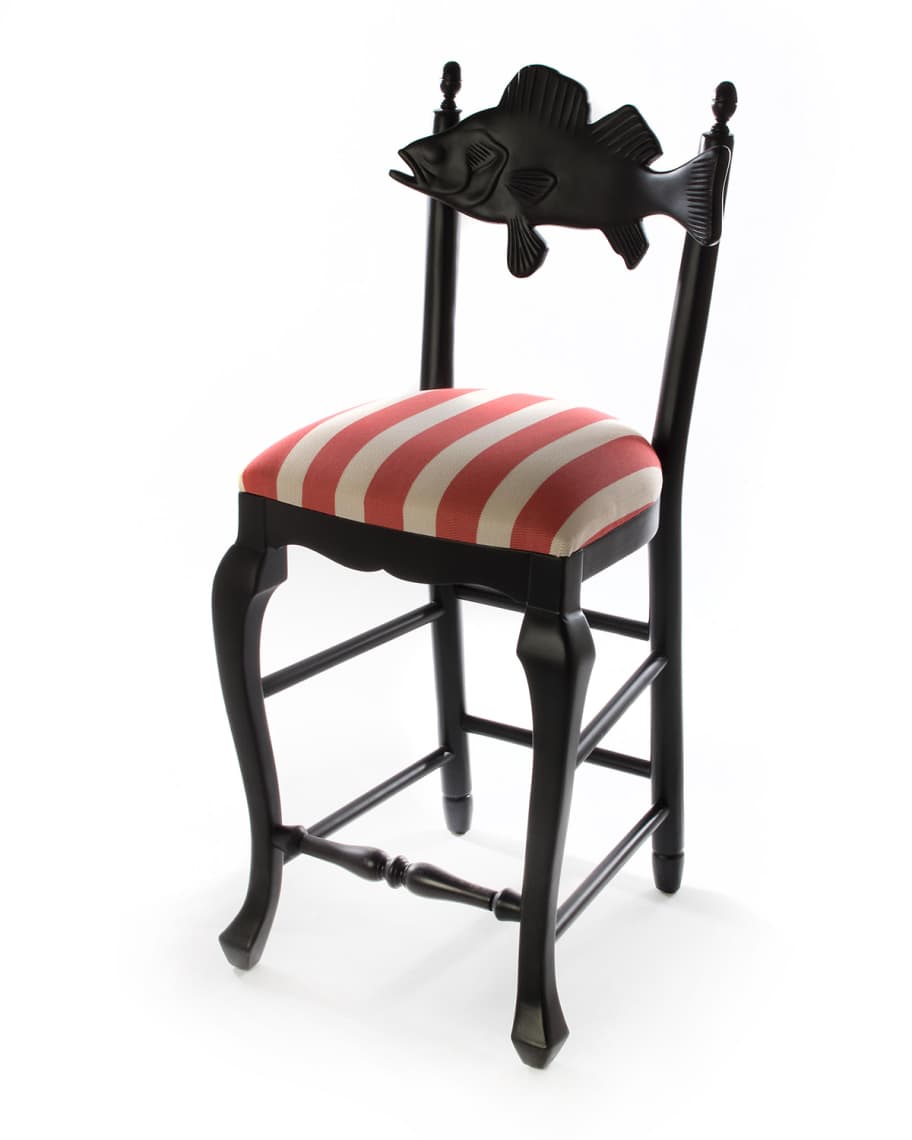 MacKenzie-Childs Outdoor Cabana Stripe Fish Bar Stool | Horchow
