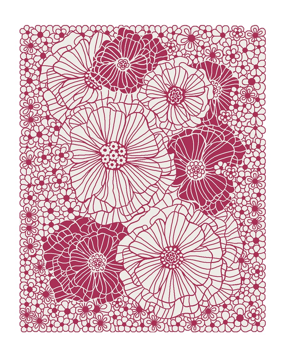 MacKenzie-Childs Raspberries and Cream Floral Rug, 8' x 10' | Horchow