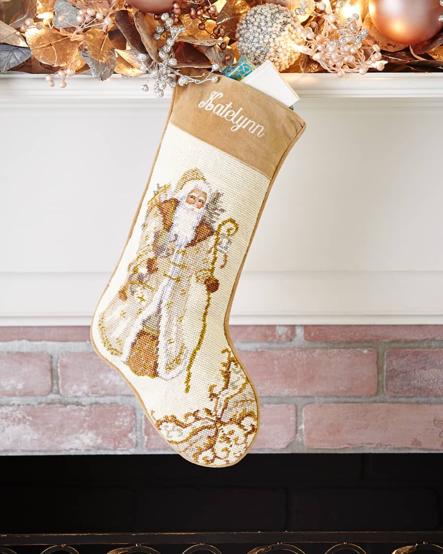 Santa Needlepoint Stocking | Horchow