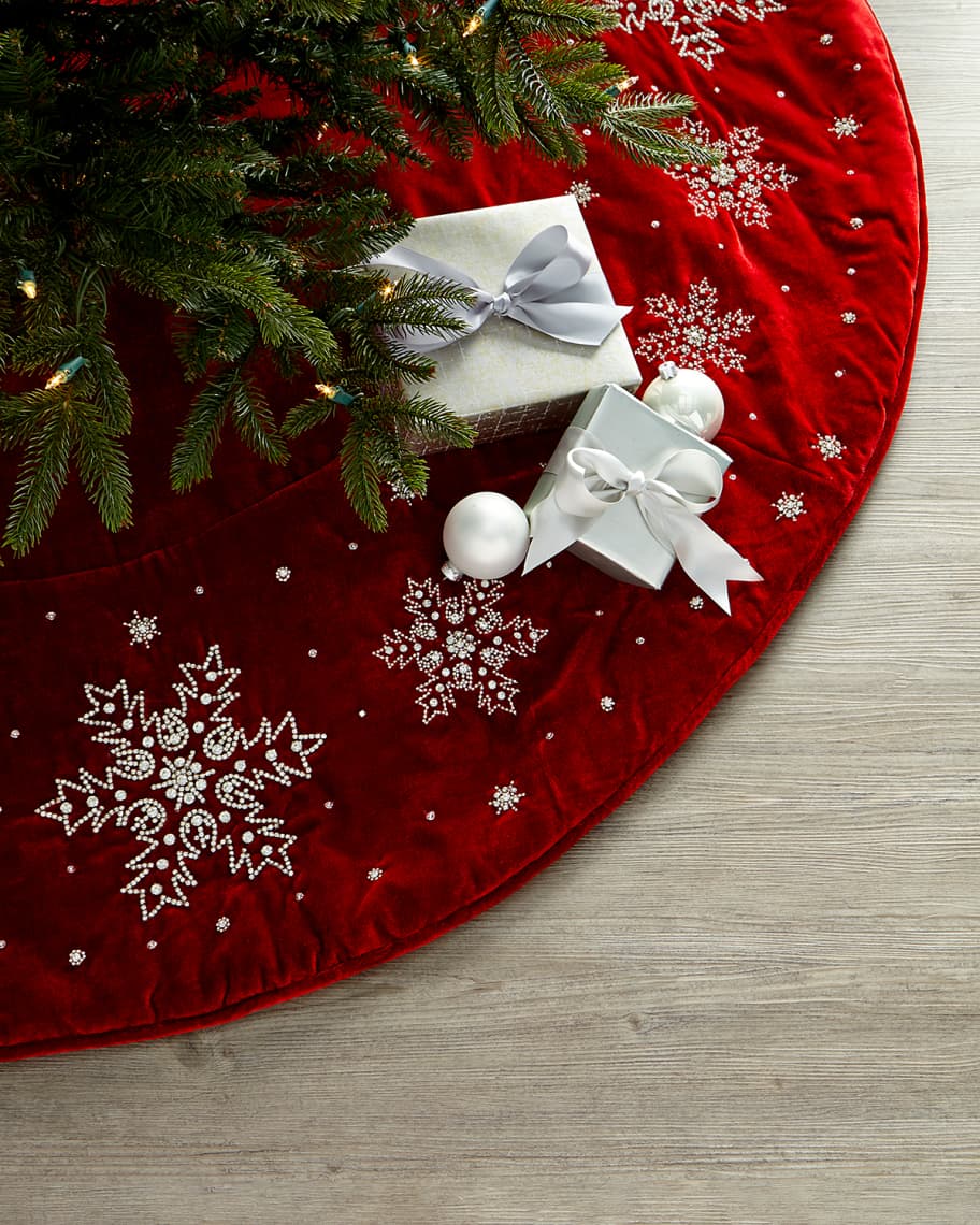 D. Stevens Velvet Snowflake Tree Skirt | Horchow
