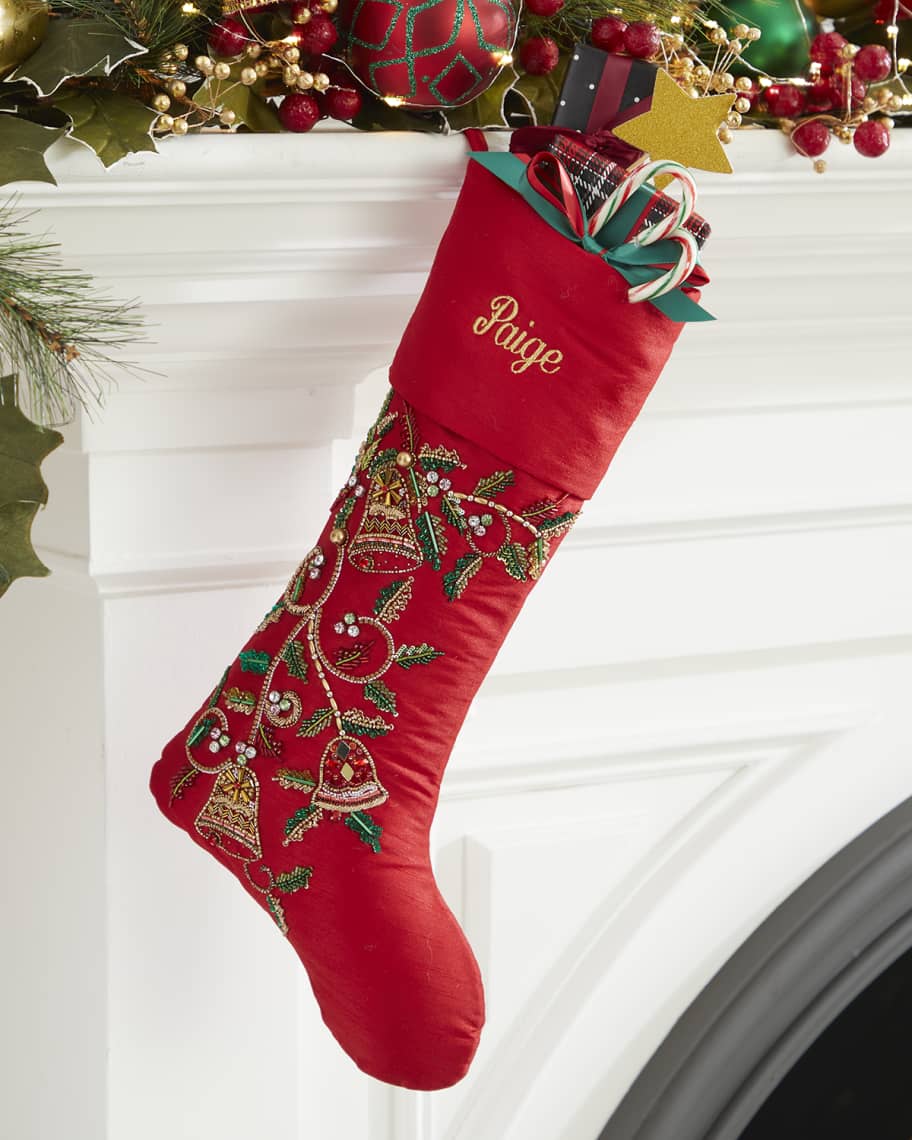 Neiman Marcus Classic Christmas Scroll Leaf Stocking | Horchow