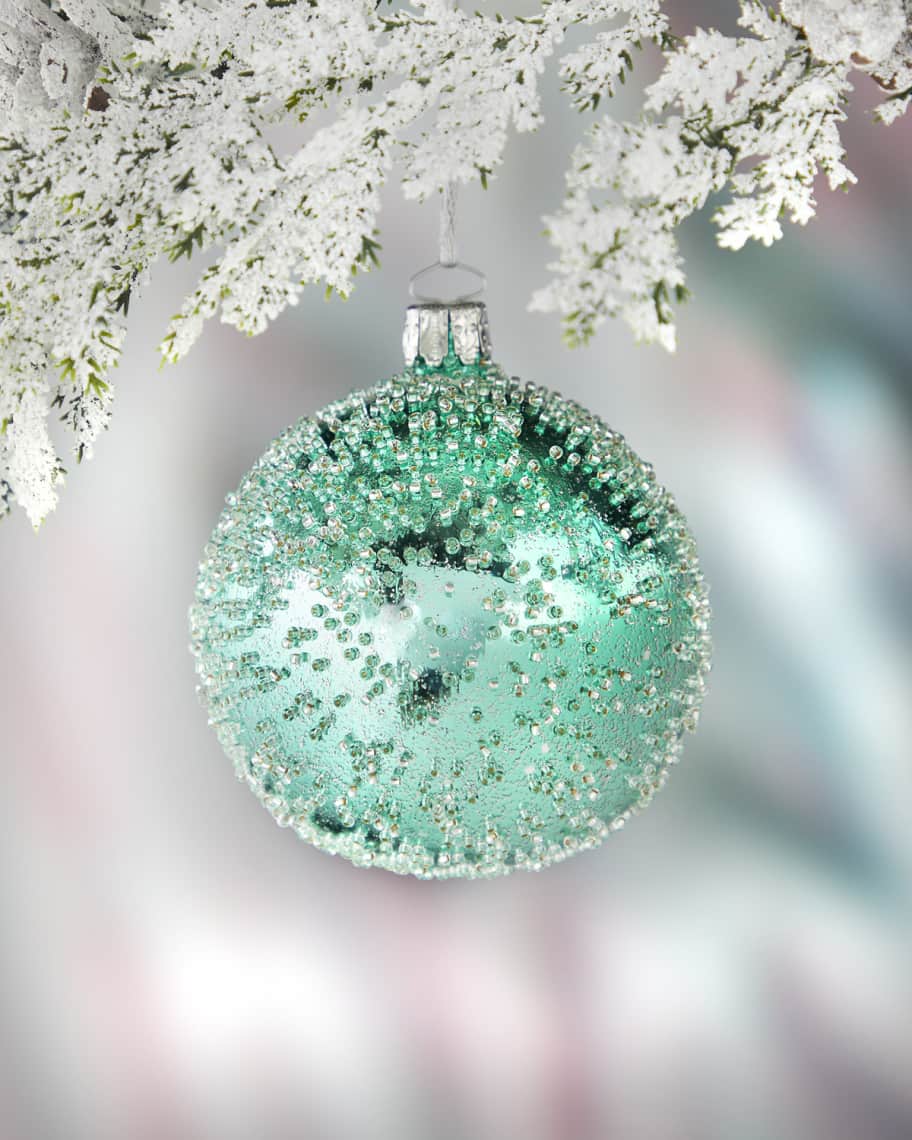 Neiman Marcus Hand-Painted Mint Ball Ornament, Shiny | Horchow