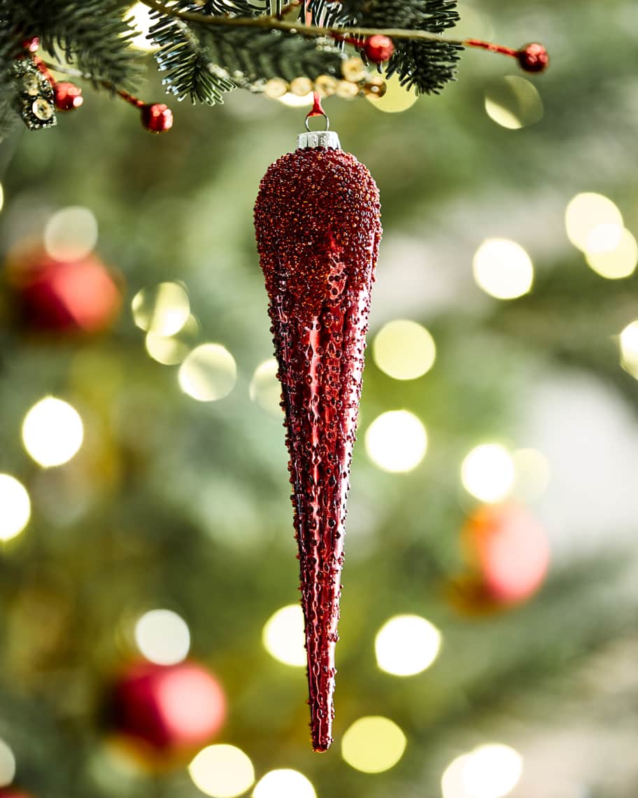 Jim Marvin Icicle Glass 10" Christmas Ornament (Burgundy) | Horchow