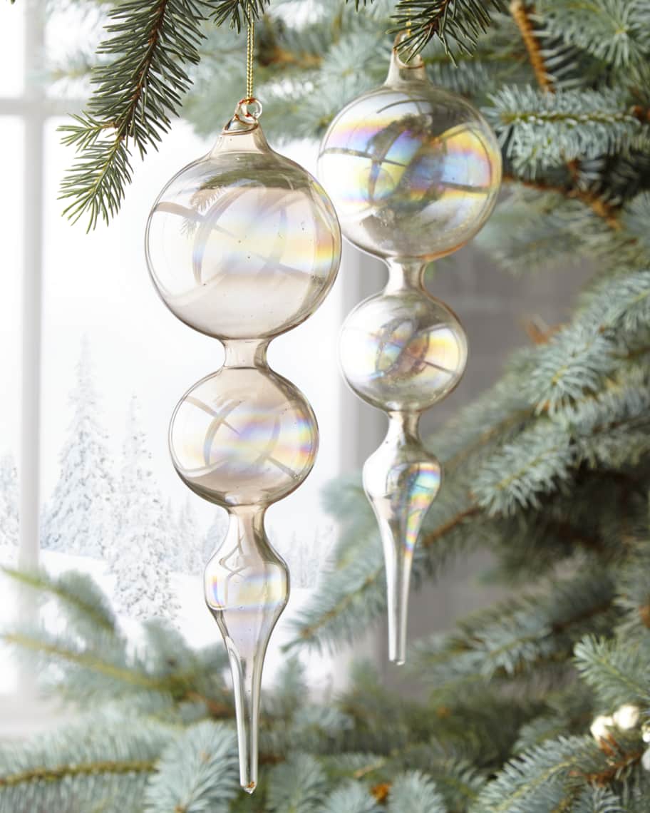Jim Marvin 11" Silver Glass Finial Christmas Ornament | Horchow