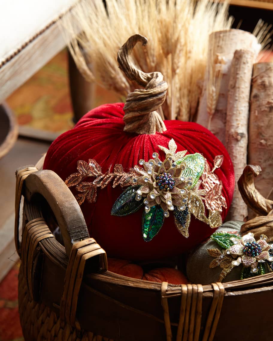 Katherine's Collection Spice Trader Velvet Pumpkin Decor - Red (8 ...