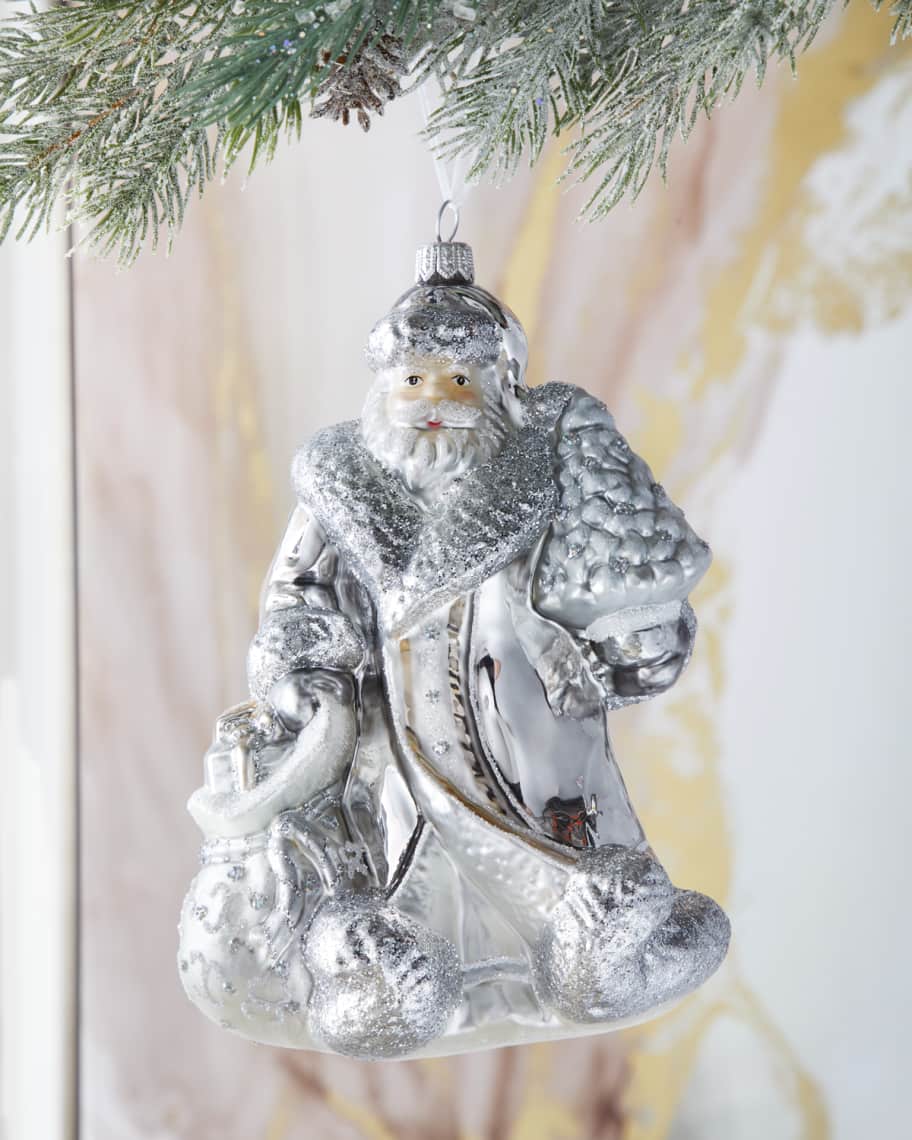 Silver Santa Christmas Ornament | Horchow