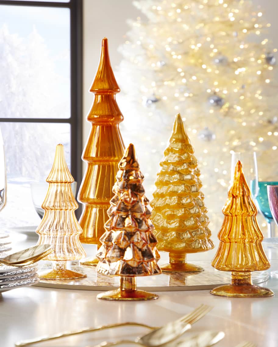 Cody Foster & Co Yellow Hue Glass Christmas Trees, Set of 5 | Horchow